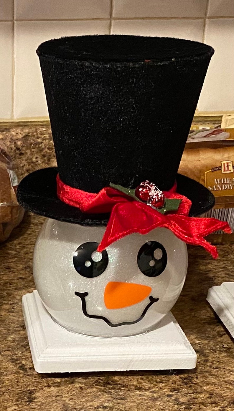 Handmade Fishbowl Snowman With Lights - Etsy