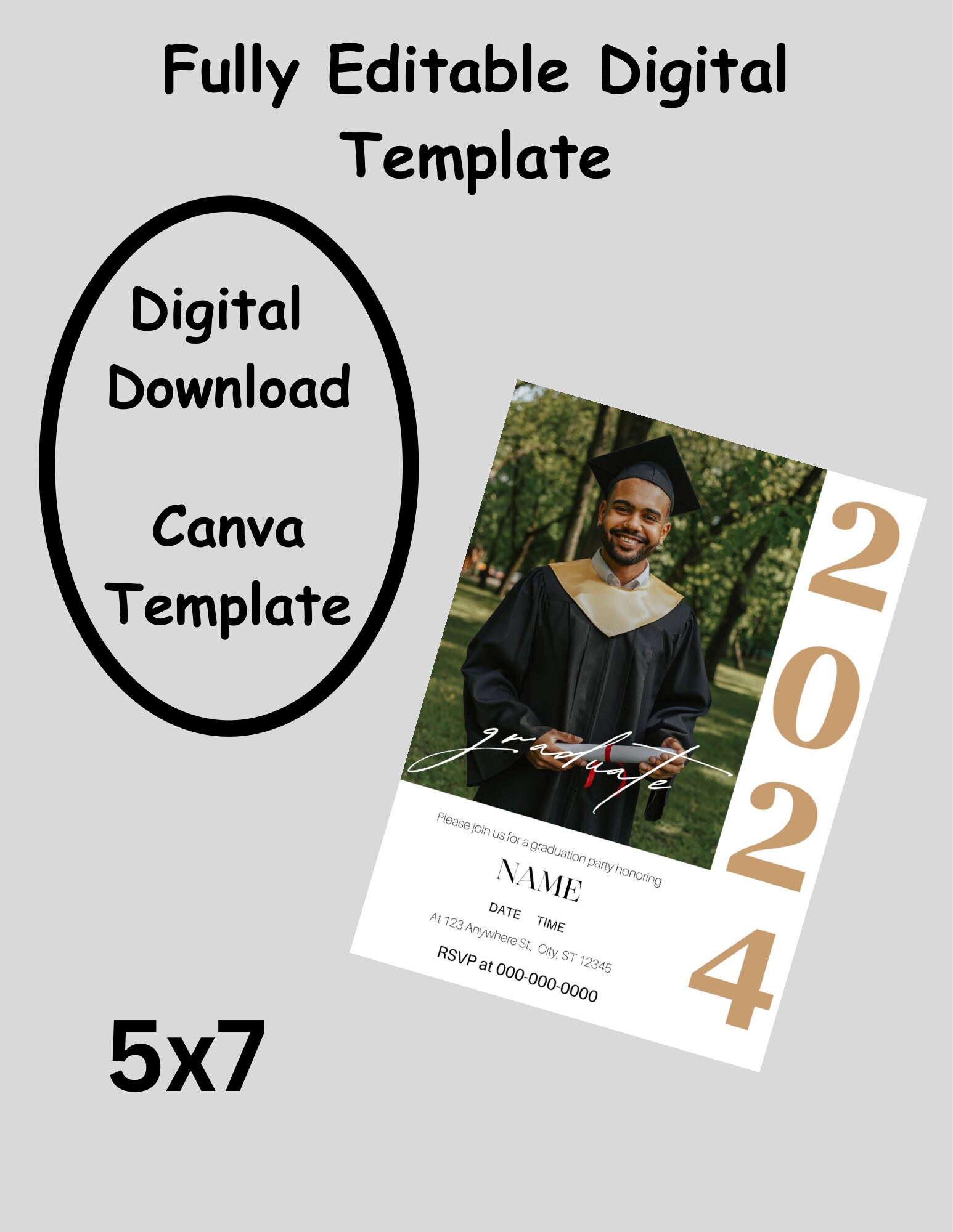 Editable Graduation Invitation, Canva Template, Digital Download - Etsy