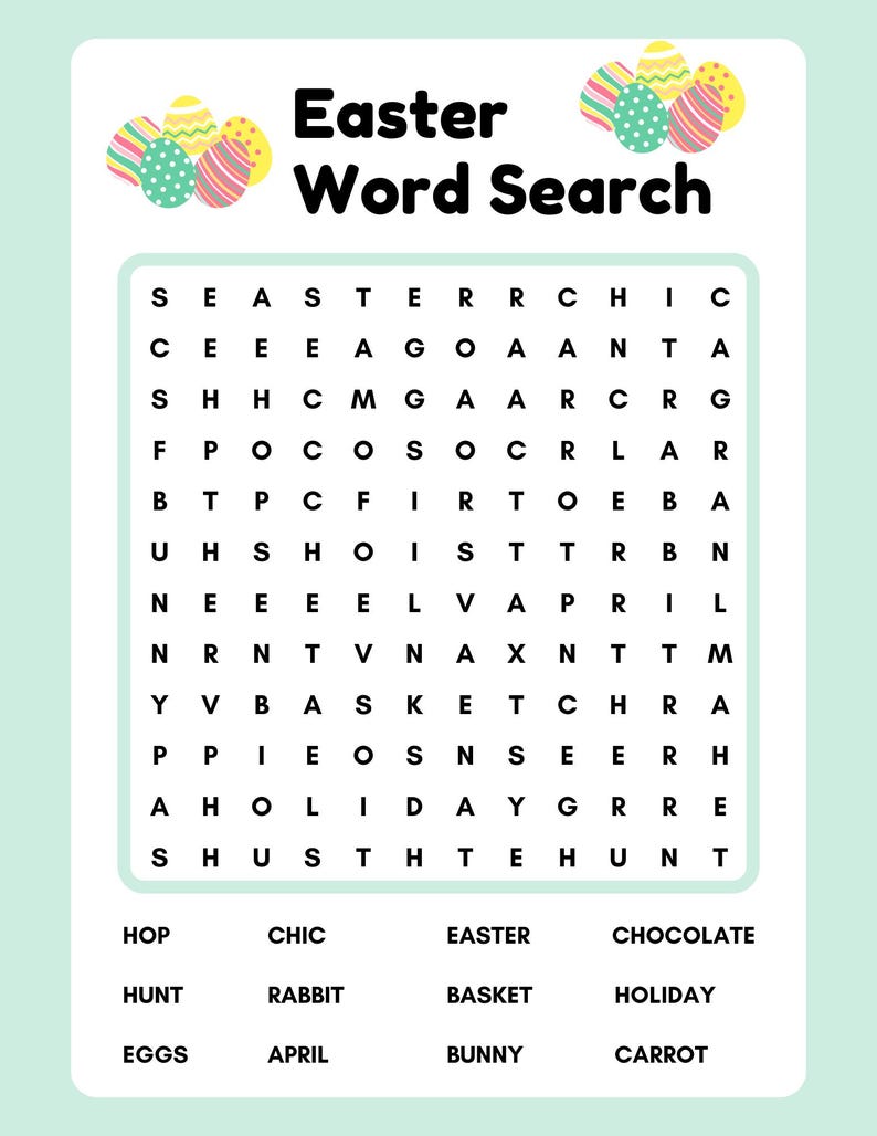 Easter Game Printable Bundle Featuring Word Searches, Trivia, and ...