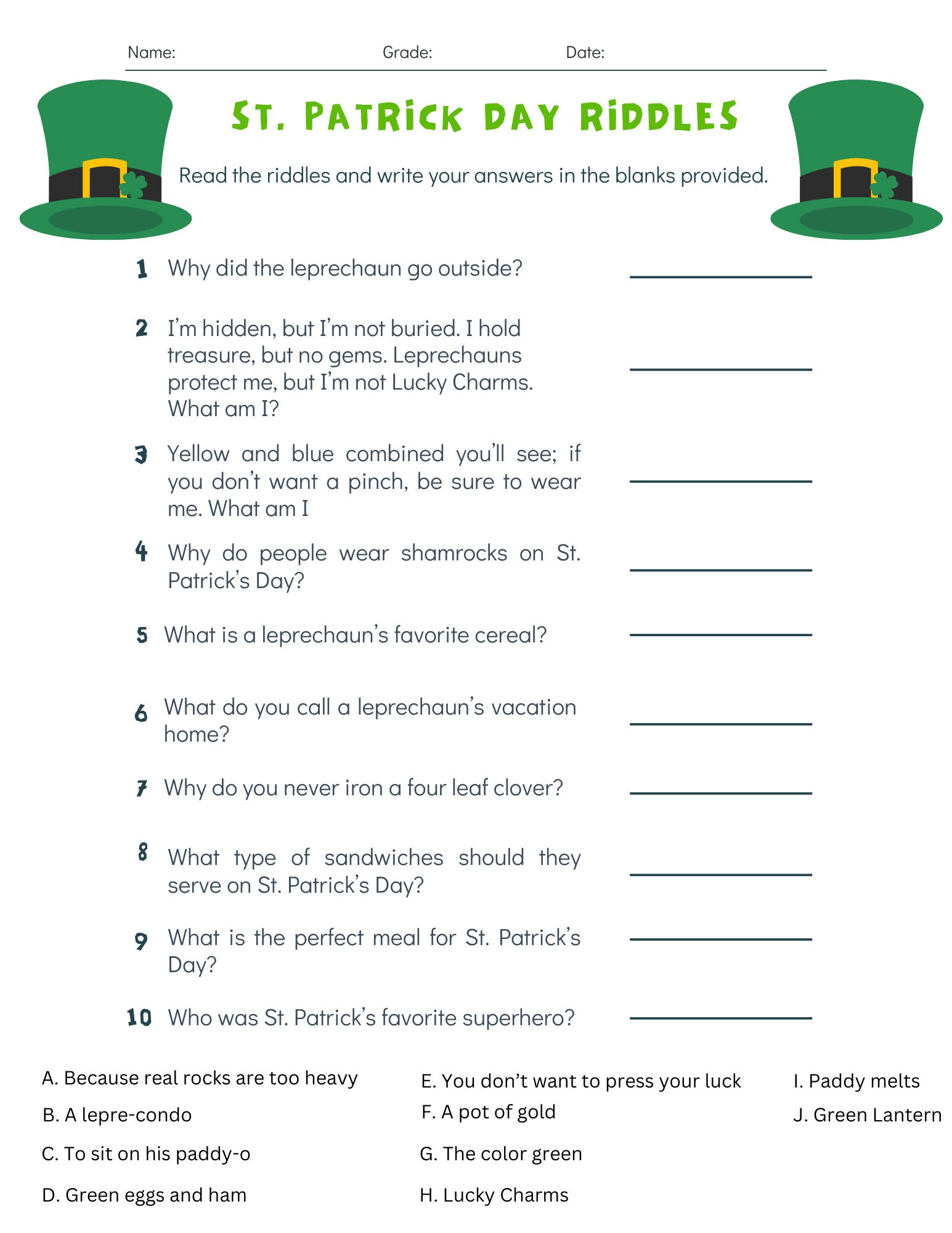 St. Patrick's Day Game Printable Bundle: Word Search, Trivia, Riddles ...