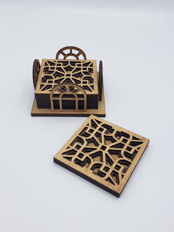 Coaster Set 05 and Holder SVG File | Etsy