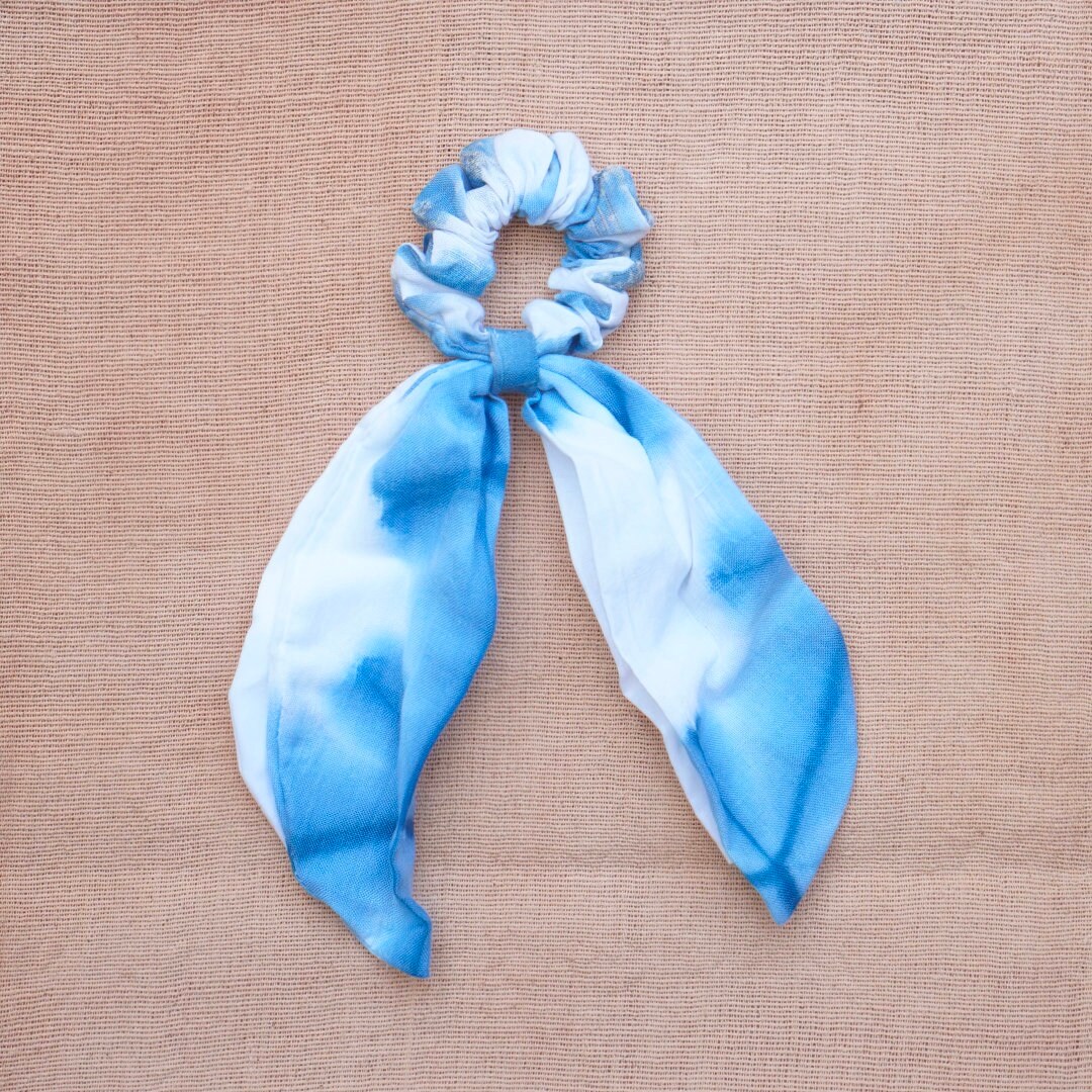 100% Soft Cotton Rabbit Scrunchie, Indigo Dyed Scrunchie for Women ...