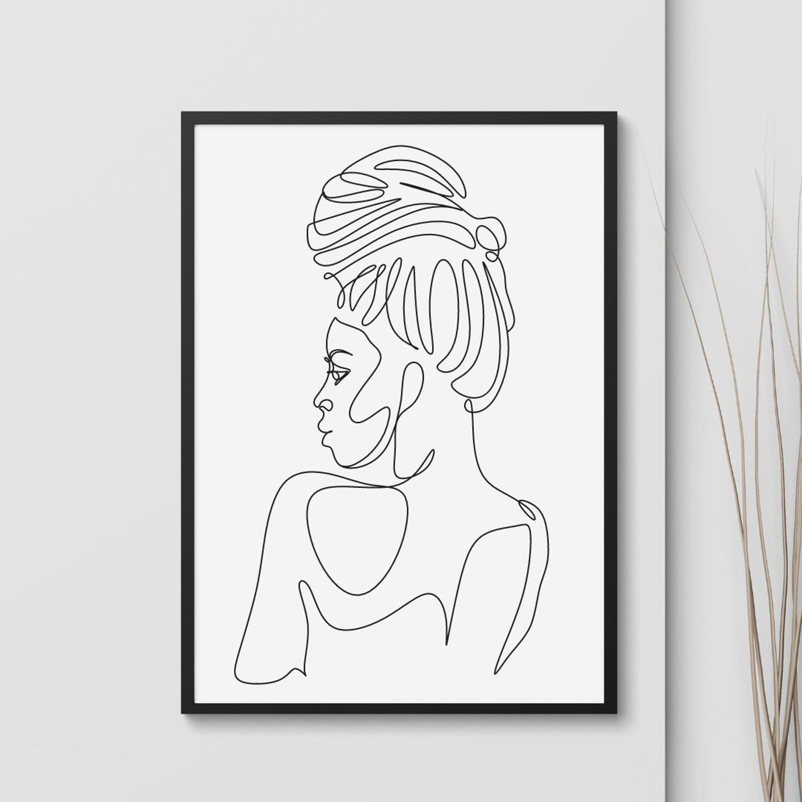 African American Art Black Woman Drawing Modern Line Drawing One Line ...