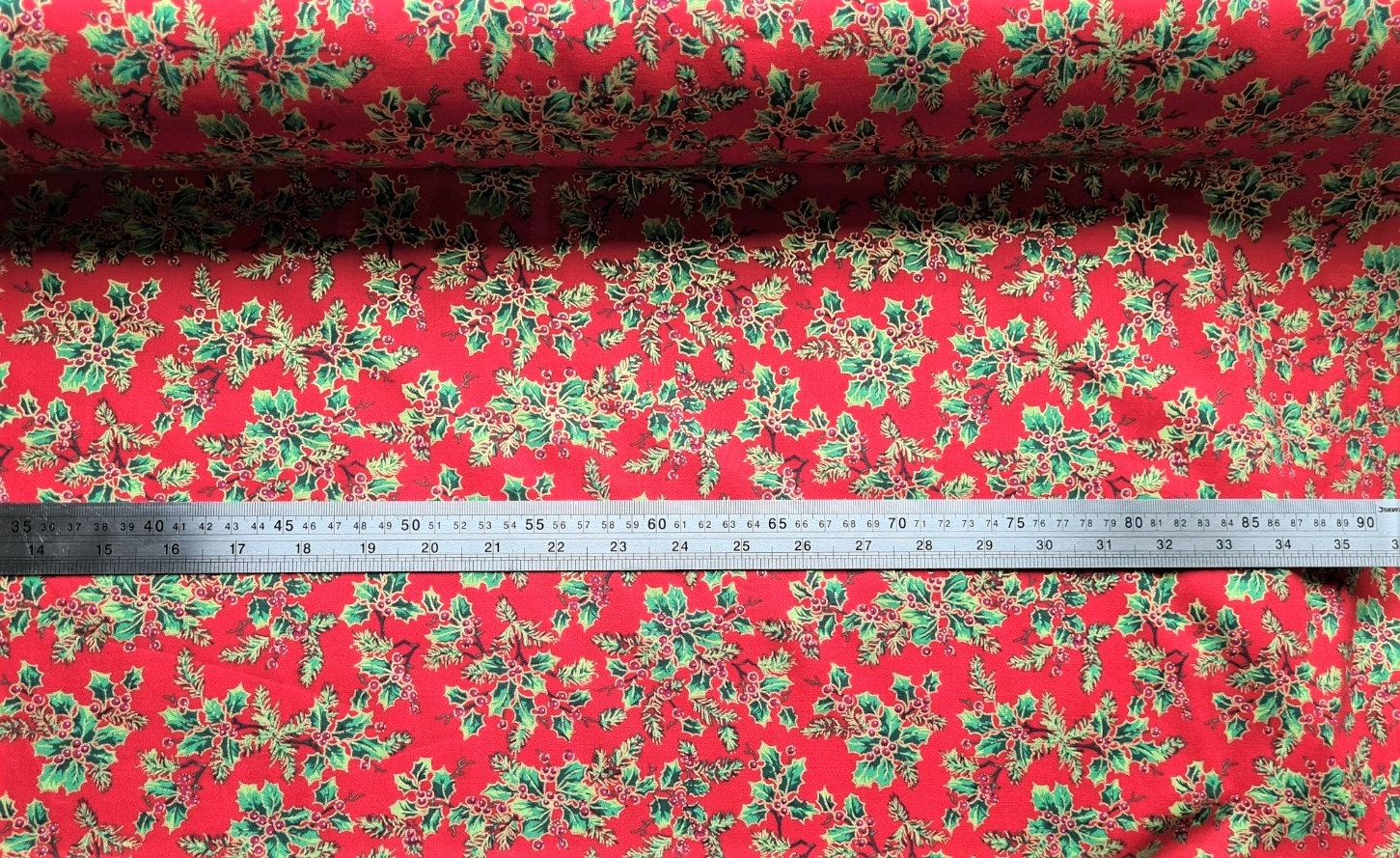 Christmas Holly Fabric 100% Cotton - Etsy.de