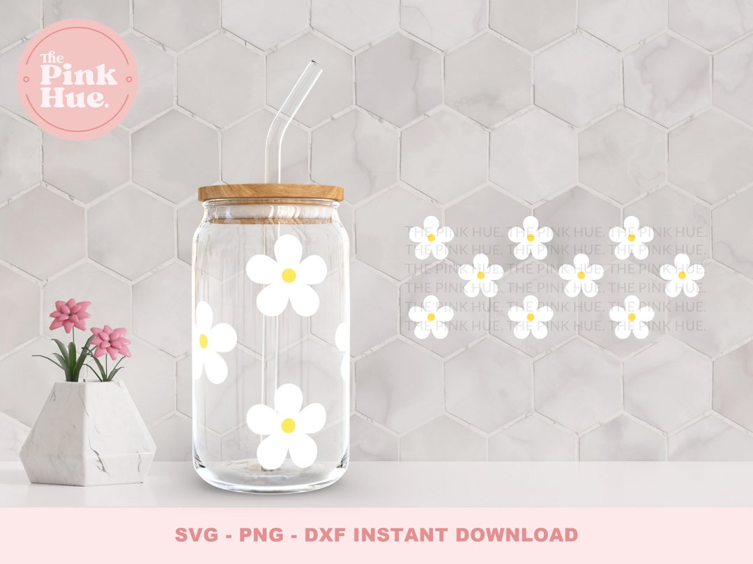 Libbey Glass Can Wrap Daisy Libbey Cup 16oz Libbey Cup Etsy