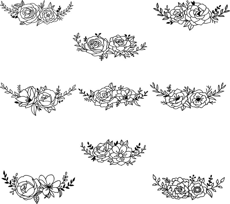 Floral Svg, Flower Bundle Svg, Flower Spray Svg, Flower Svg, Sign Svg ...