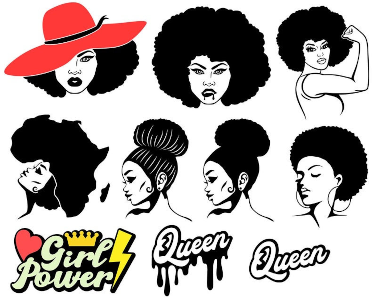 Afro Woman Svg Afro Girl Svg Afro Queen Svg Black Queen Svg Afro
