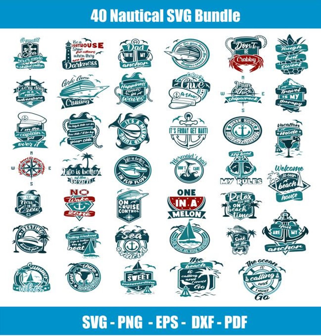 Buy 40 Nautical Svg Bundle, Fish Svg, Boat Ship Svg, Nautical Png ...