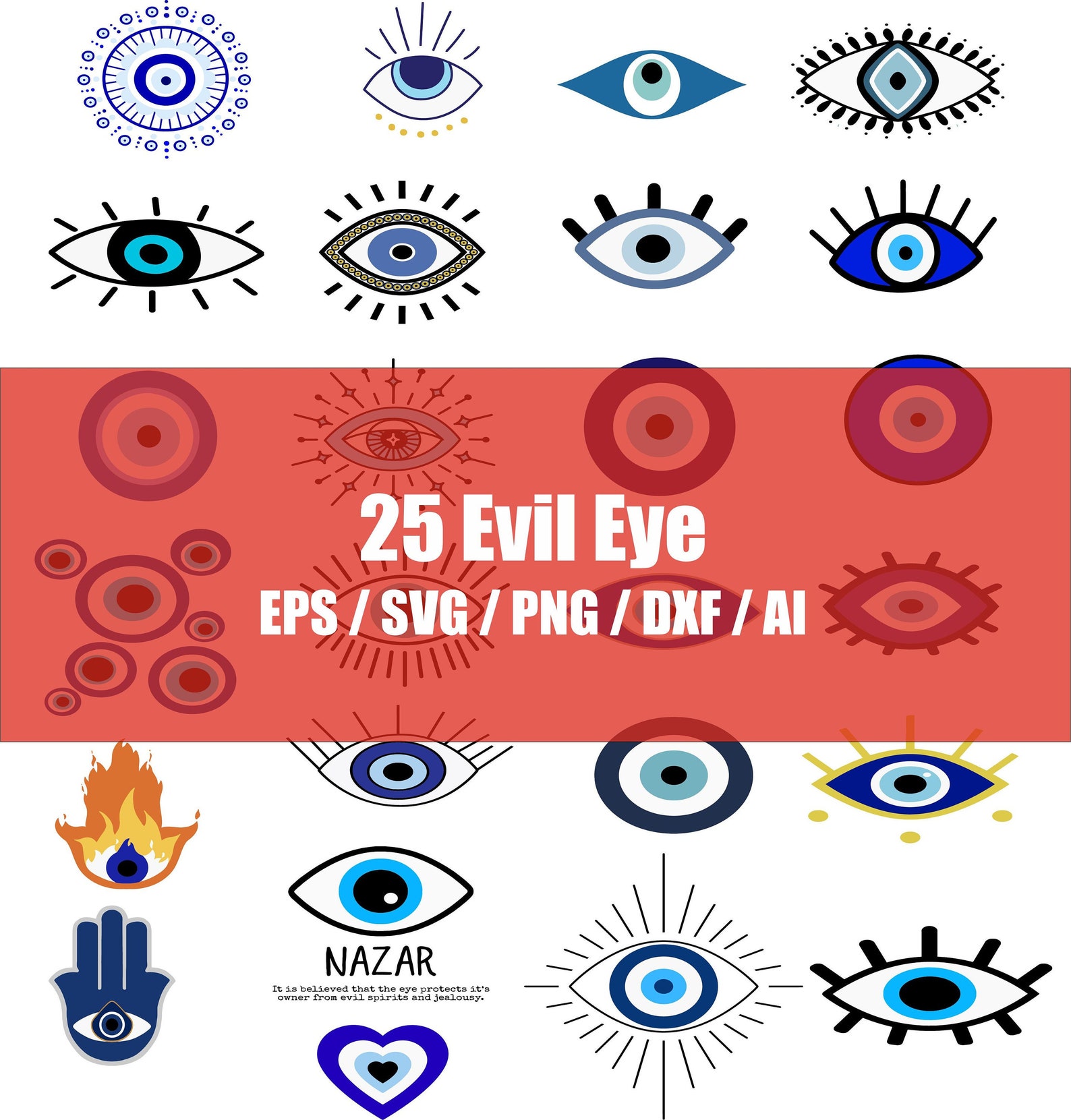 Evil Eye Svg Bundle Png Dxf, Humsa Svg Cut Files, Turkish Eye Svg, Evil Eye Protection Svg, Eps ...