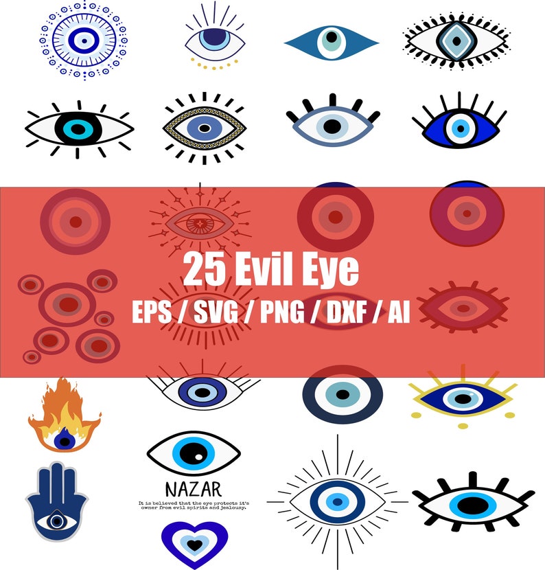 Evil Eye Svg Bundle Png Dxf, Humsa Svg Cut Files, Turkish Eye Svg, Evil ...