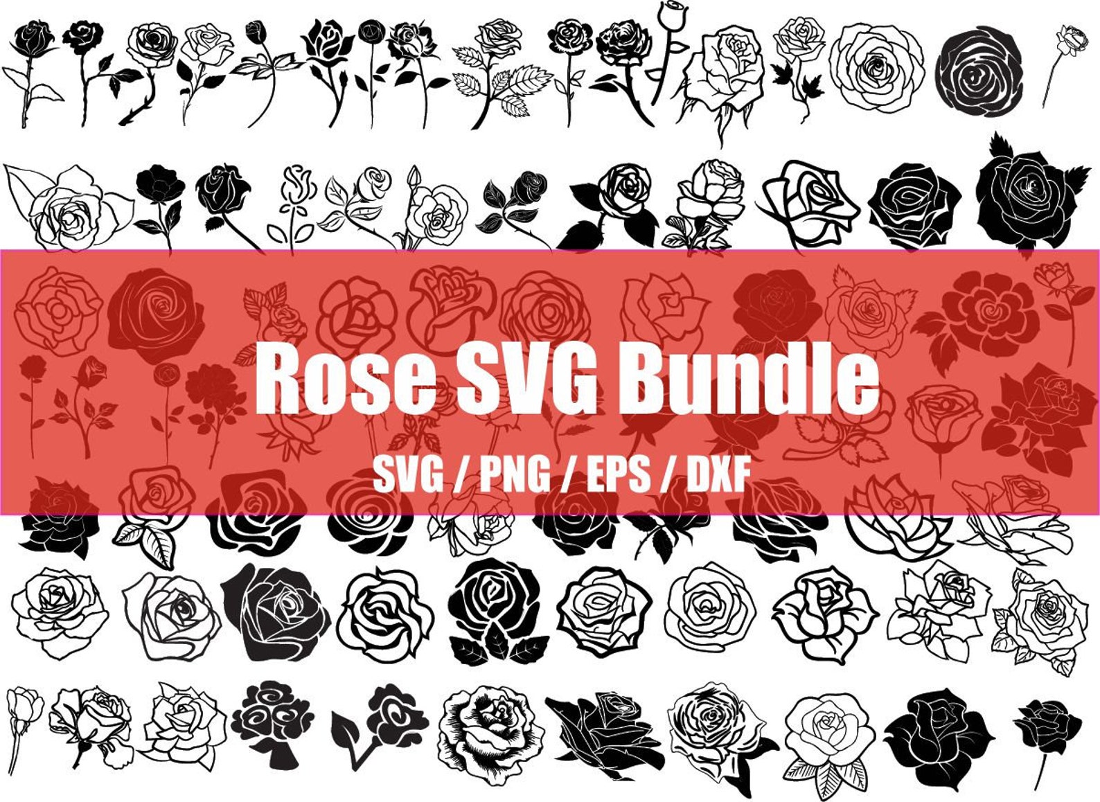 86 ROSE SVG Bundle Rose Clipart Svg Bundle ROSES Svg Rose Silhouette ...