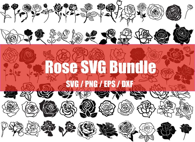 86 ROSE SVG Bundle Rose Clipart Svg Bundle ROSES Svg Rose Silhouette ...