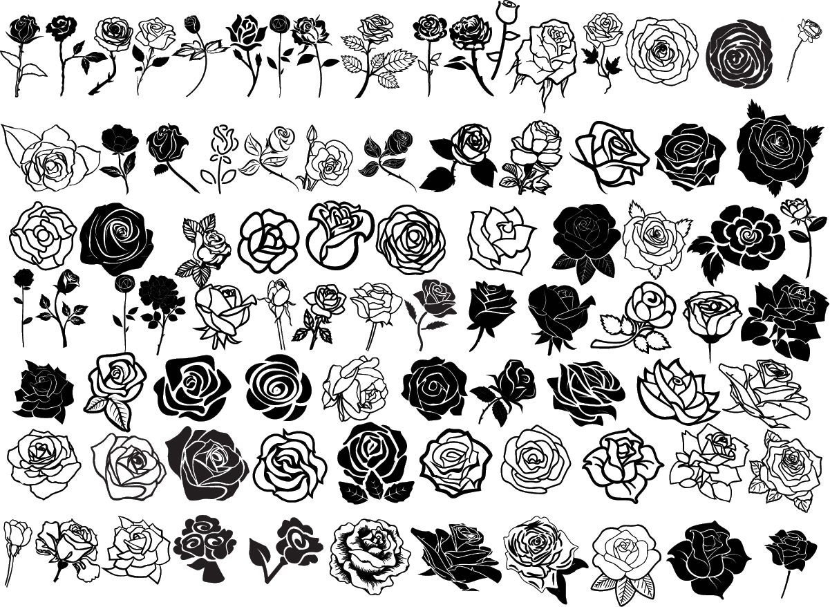 86 ROSE SVG Bundle Rose Clipart Svg Bundle ROSES Svg Rose Silhouette ...