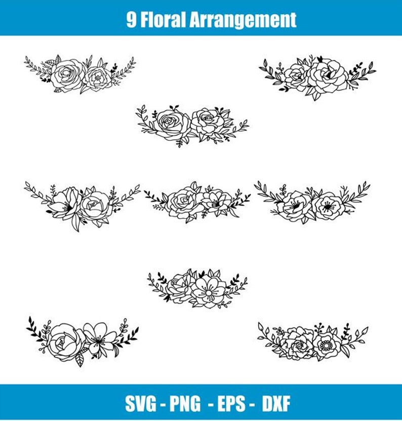 Floral Svg, Flower Bundle Svg, Flower Spray Svg, Flower Svg, Sign Svg ...