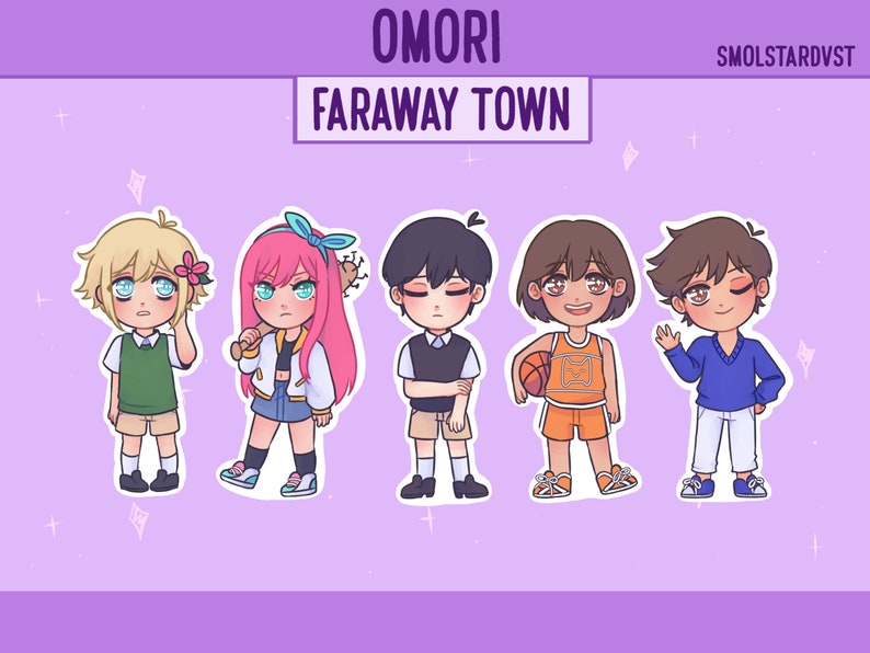 OMORI FARAWAY TOWN Vinyl Matte Stickers Basil Aubrey Sunny Kel Hero ...