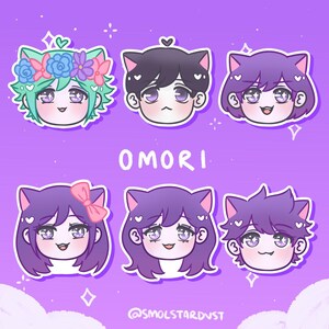 OMORI MEWO Vinyl Matte Stickers Hero , Mari , Sunny , Basil , Kel and ...