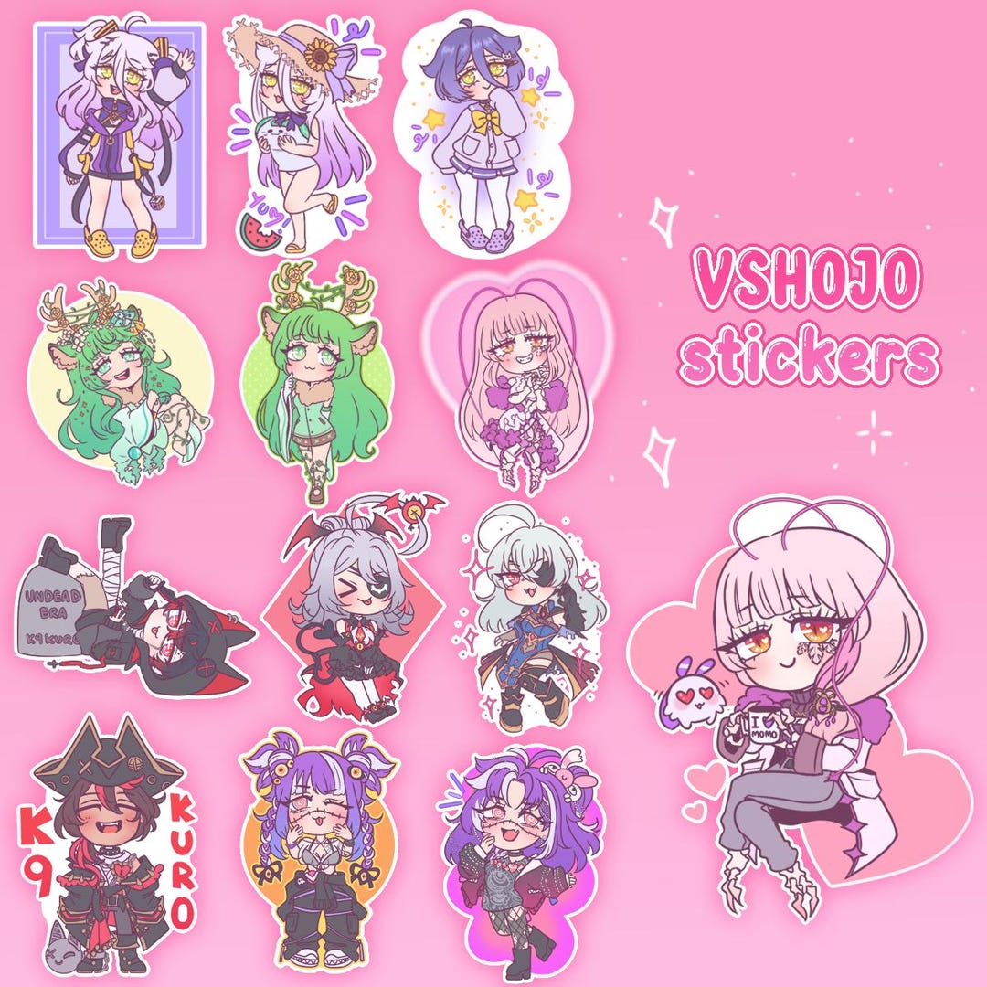 VSHOJO Vinyl Matte Stickers Henya the Genius Haruka Matarakan K9kuro ...
