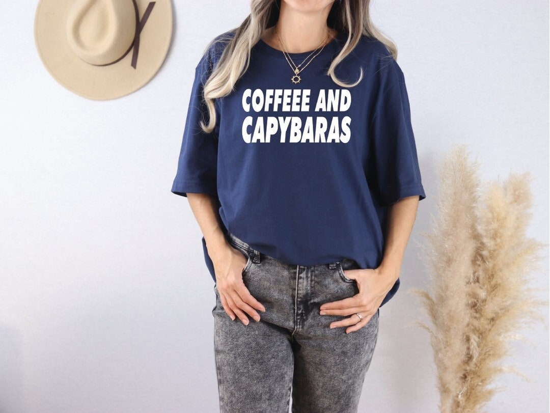Coffee and Capybara Shirt, Coffee Shirts, Cute Animal Tee, Coffeebara Tshirt, Coffee Lover T ...