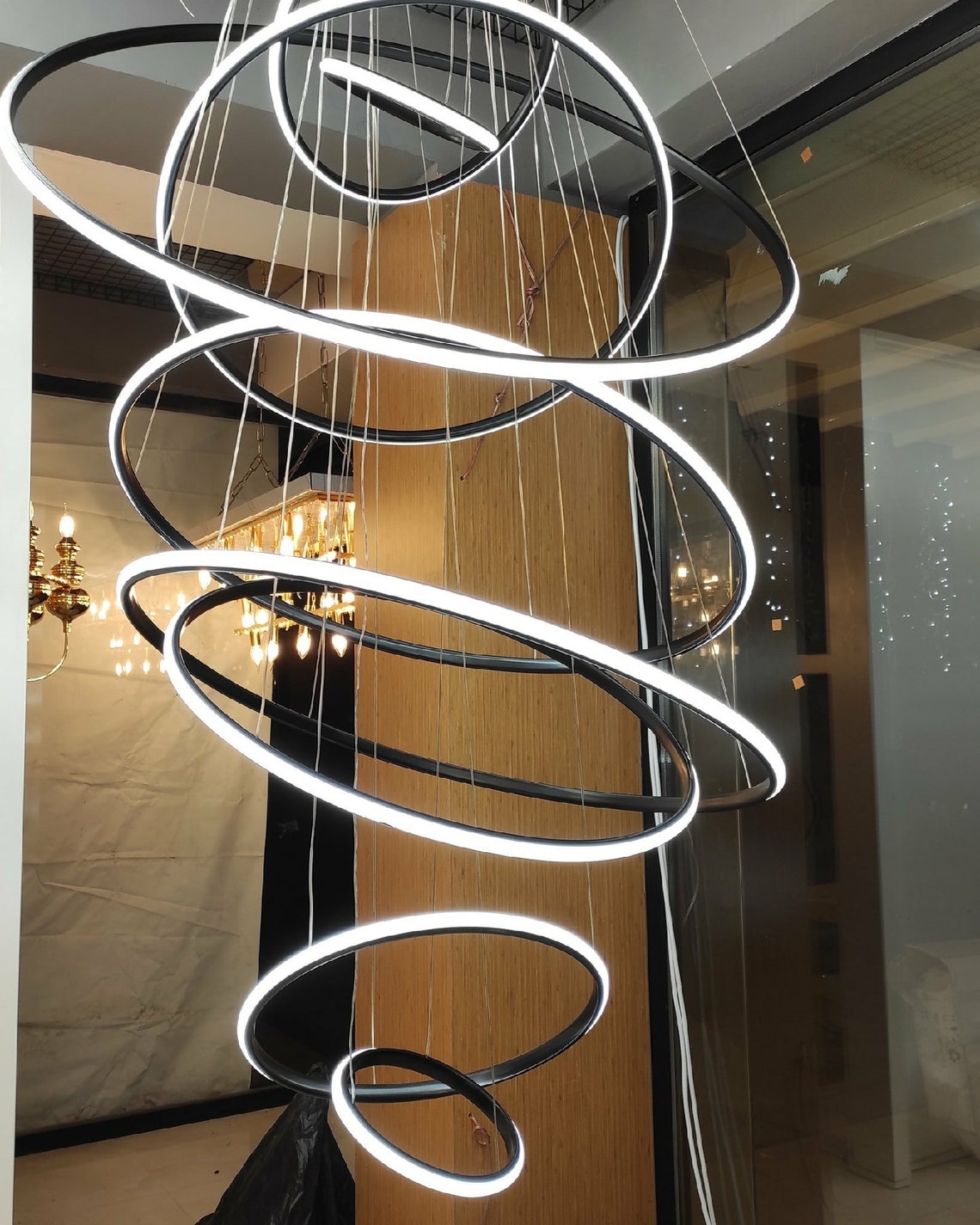LED Swirl 9 Ring Chandelier Pendant Light Contemporary - Etsy