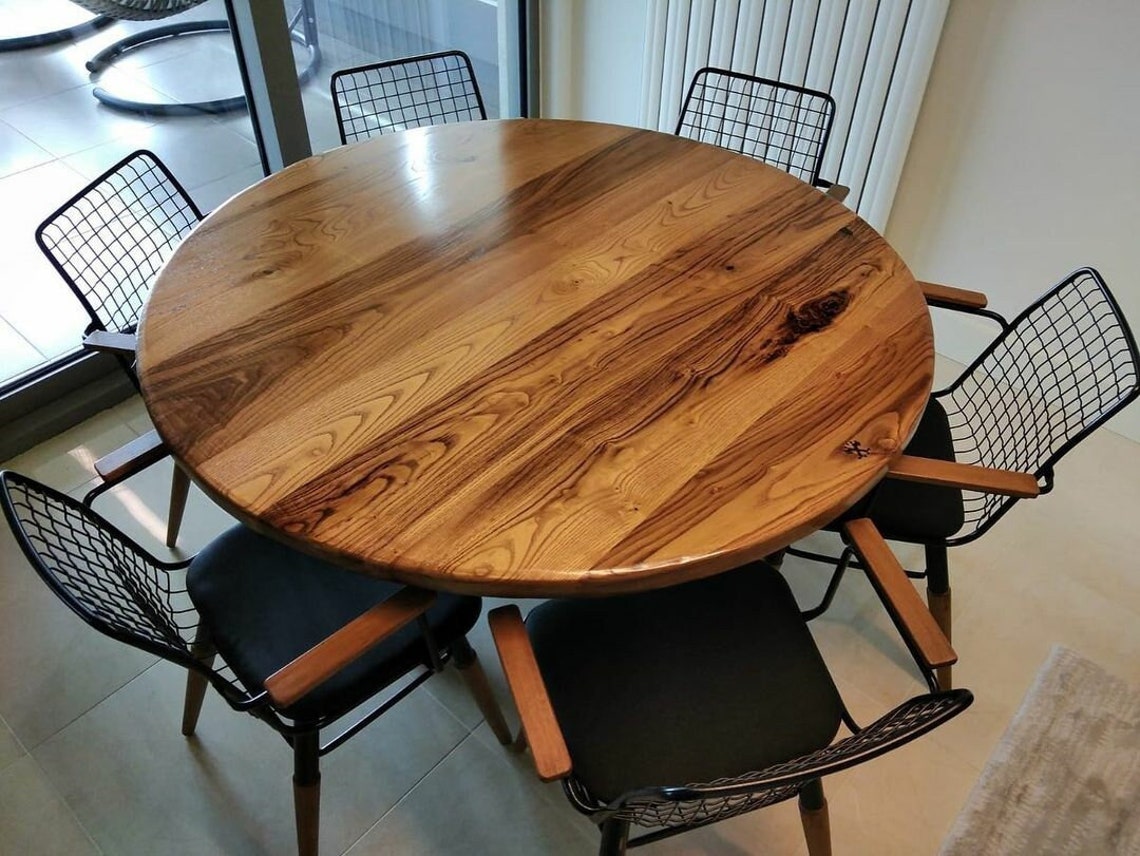 Large Round Dining Table Bespoke Hardwood Din Table Oakwalnut - Etsy
