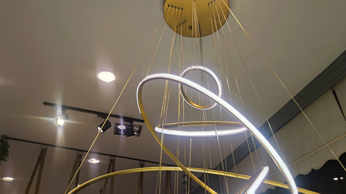 LED Swirl 9 Ring Chandelier Pendant Light Contemporary - Etsy