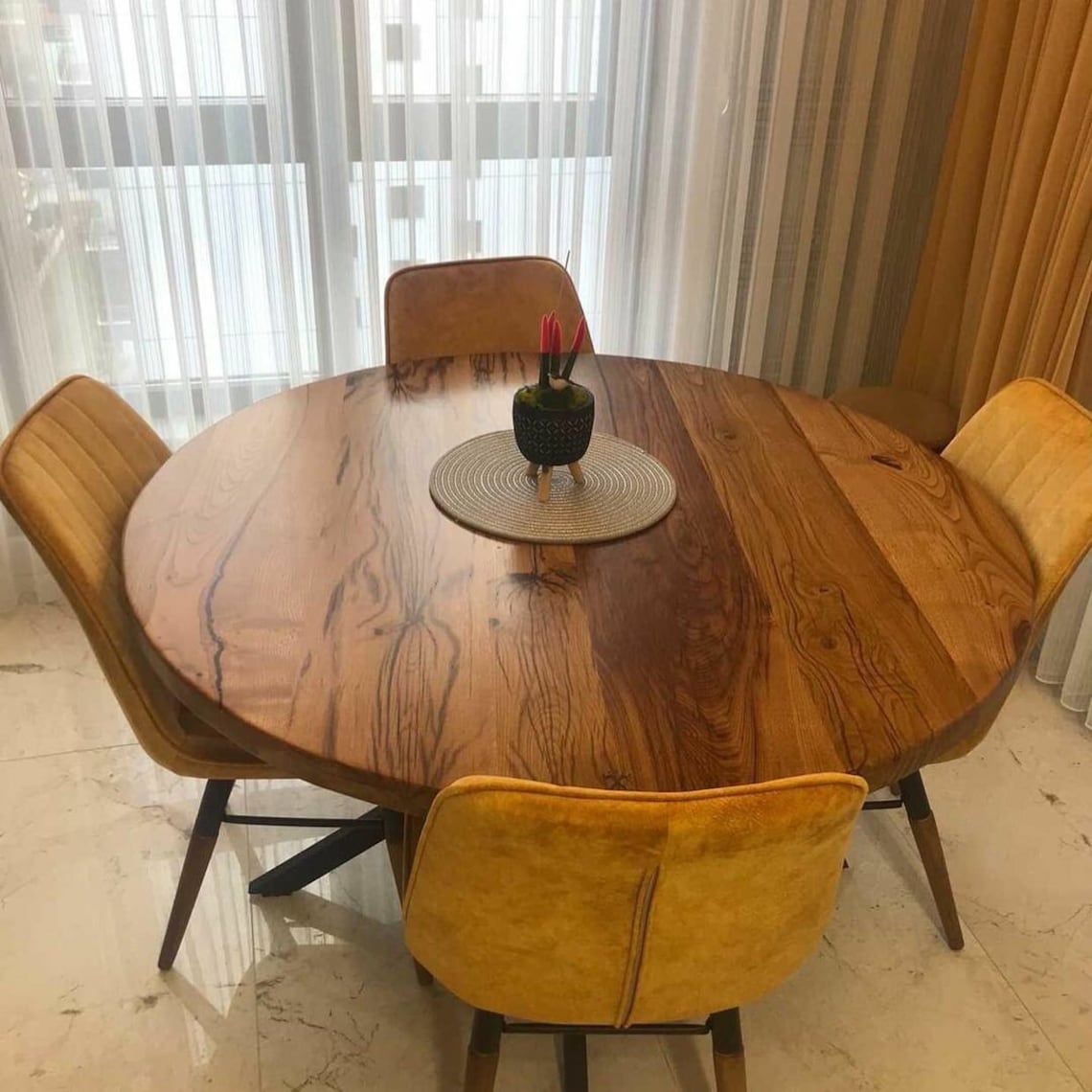 Large Round Dining Table Bespoke Hardwood Din Table Oakwalnut - Etsy