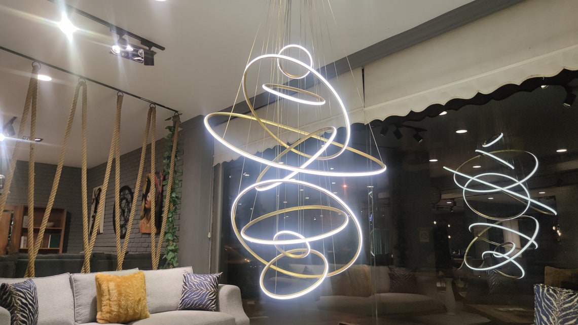 LED Swirl 9 Ring Chandelier Pendant Light Contemporary - Etsy