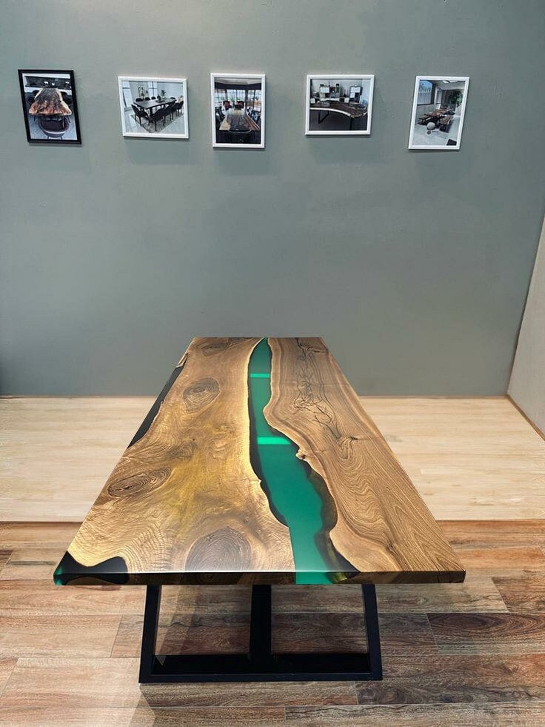 Handmade Custom River Table Live Edge River Dining Table With Yeşil ...