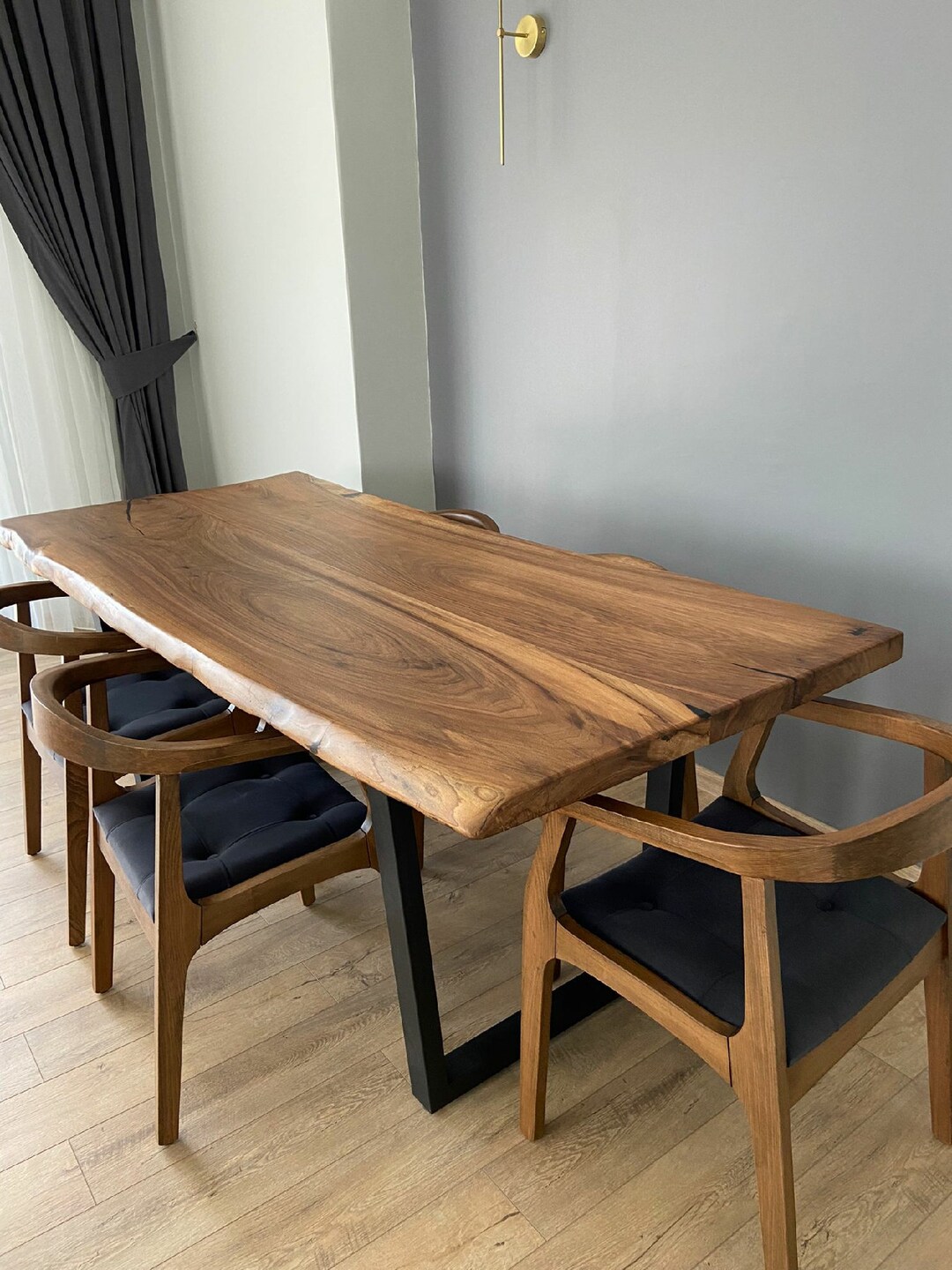 Dark Walnut | Wood | Table | Live Edge | Rustic | Modern | Dining Table ...