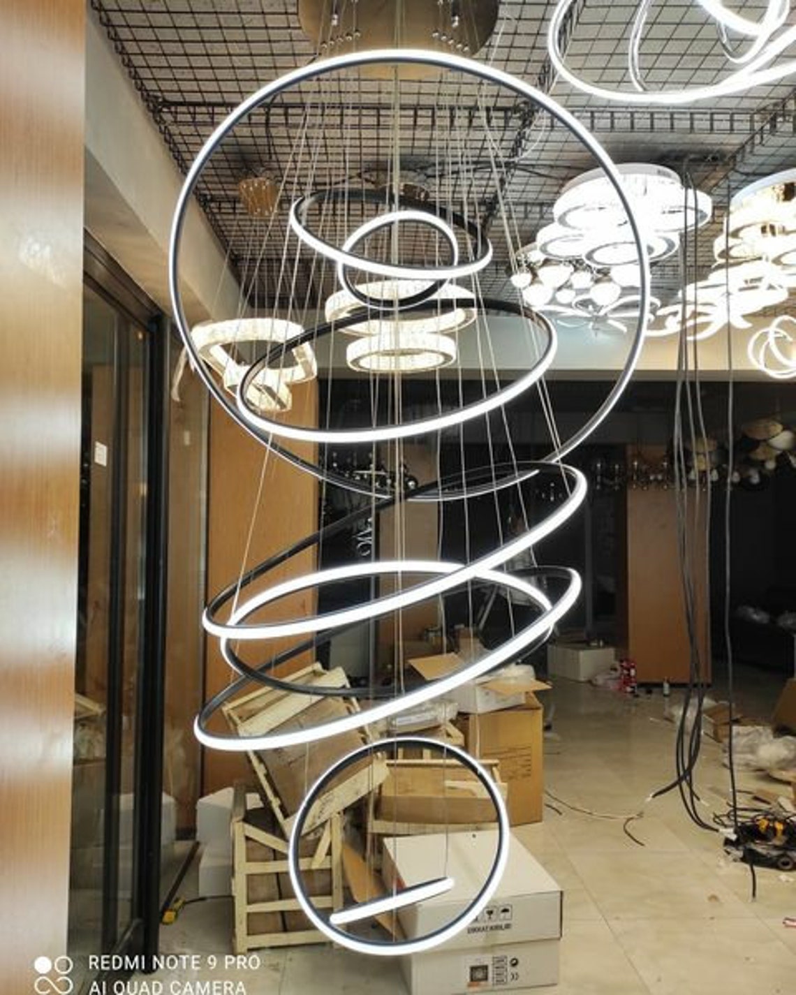 LED Swirl 9 Ring Chandelier Pendant Light Contemporary - Etsy