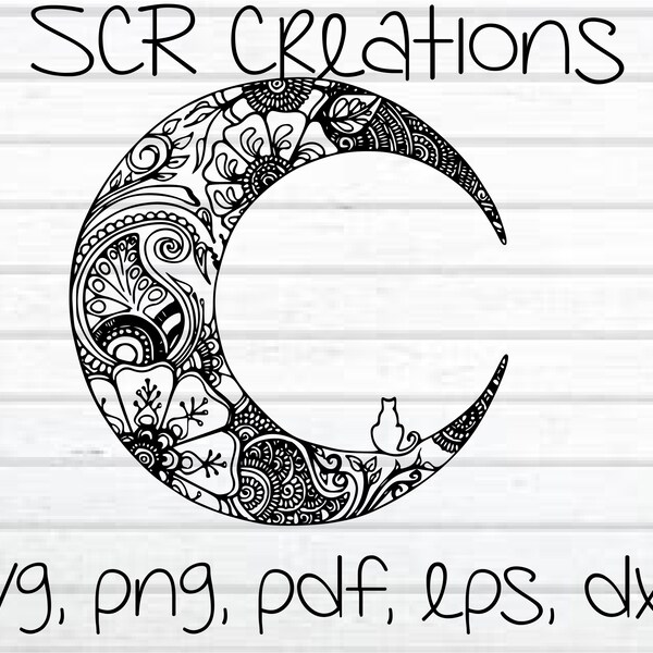 Moon Zentangle - Etsy