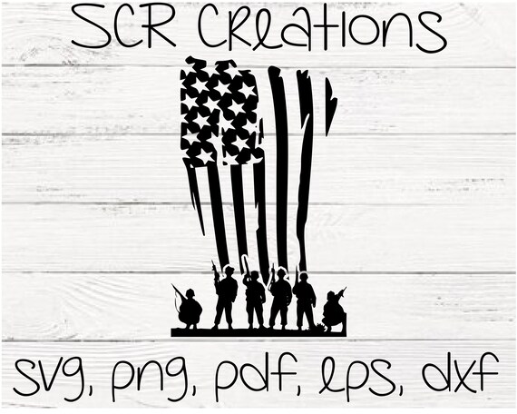 Patriotic Flag With Soldiers Svg Png Pdf Eps and Dxf | Etsy