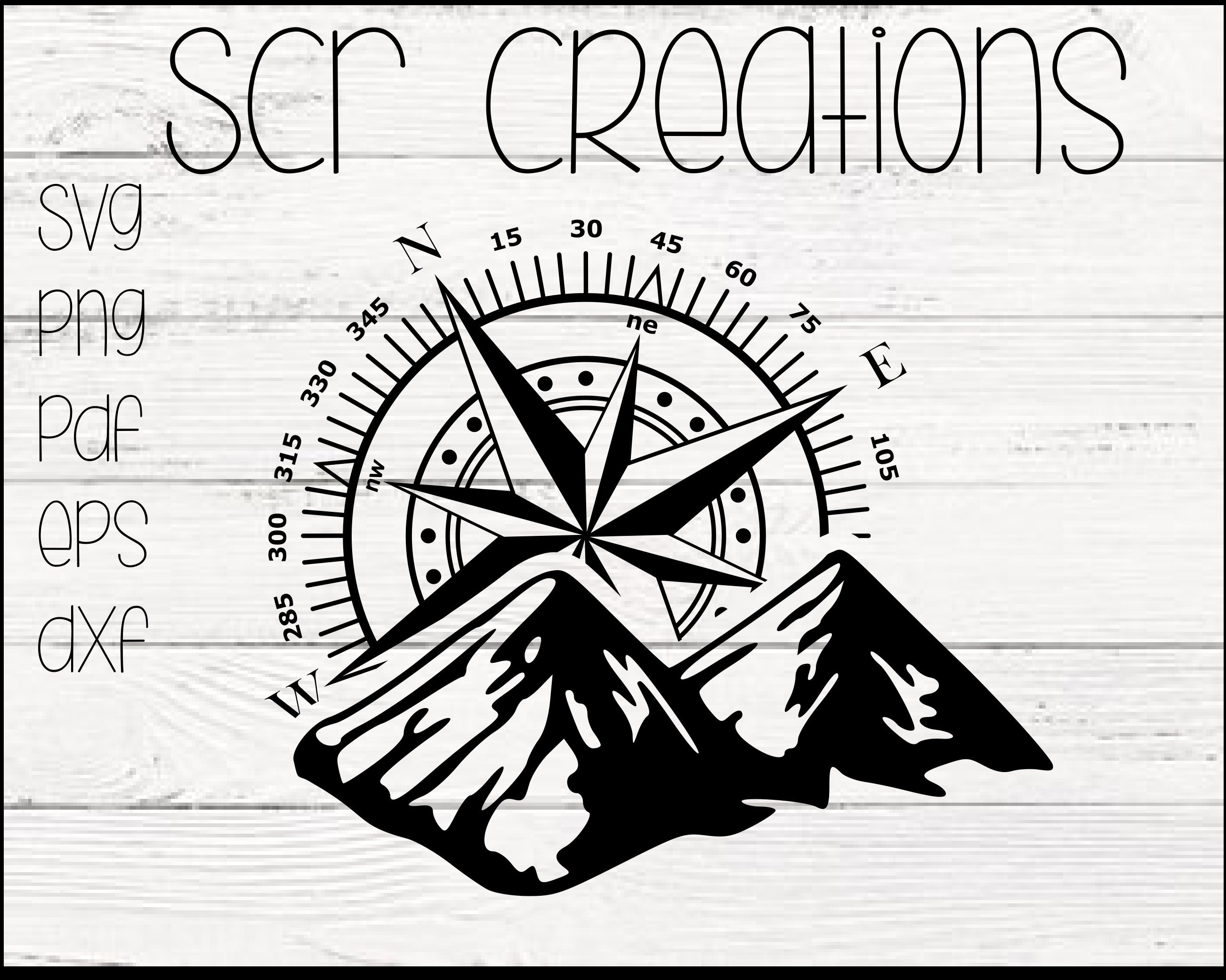 Compass Over Mountains Svg Png Pdf Eps and Dxf Files - Etsy UK