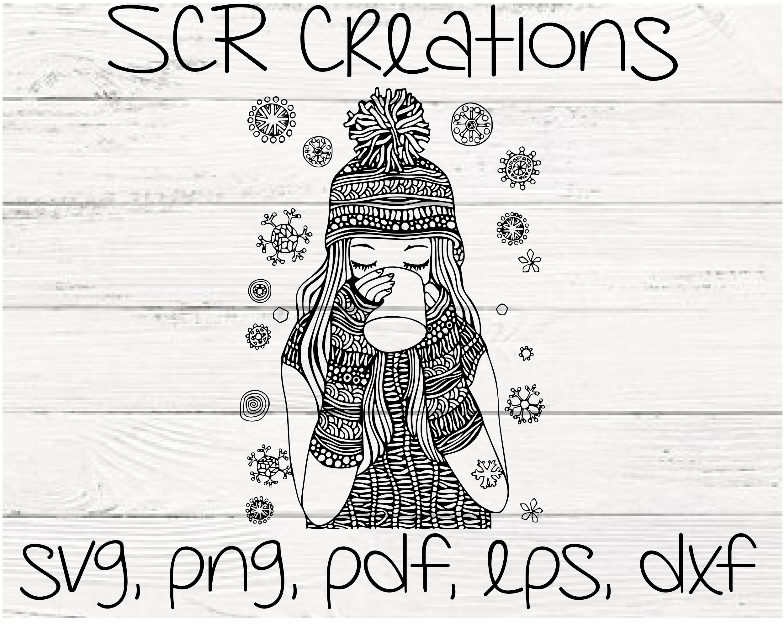 Snowflake Girl Zentangle Svg Png Eps and Dxf File Instant - Etsy