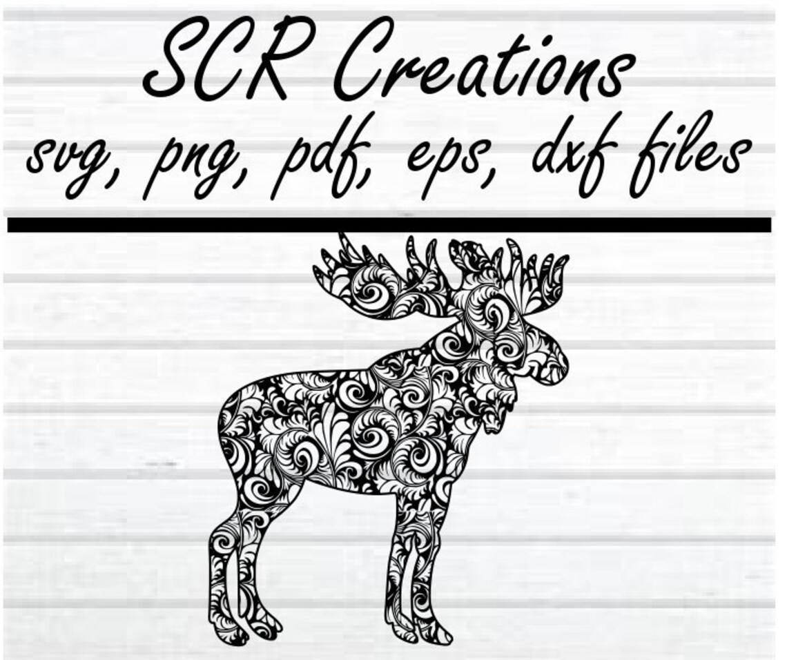 Moose Zentangle Svg Png Pdf Eps and Dxf Files. Perfect for - Etsy
