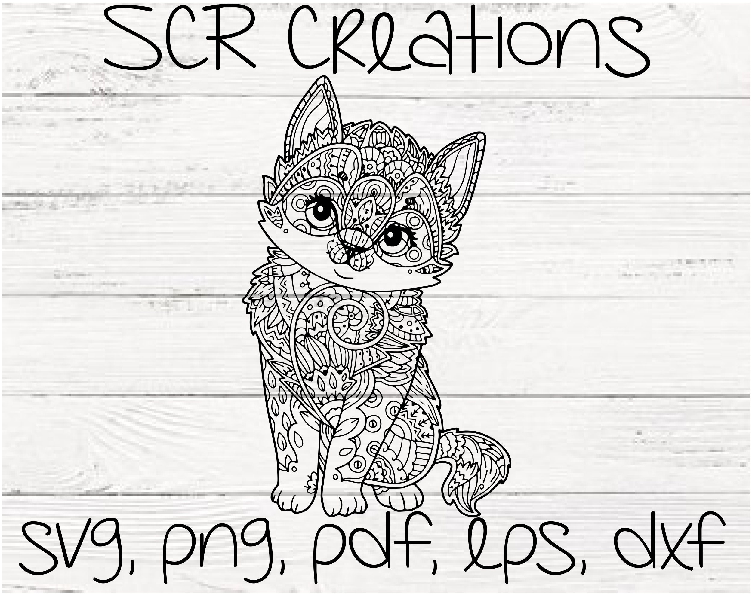 Kitten/cat Zentangle Svg Png Pdf Eps and Dxf Files - Etsy