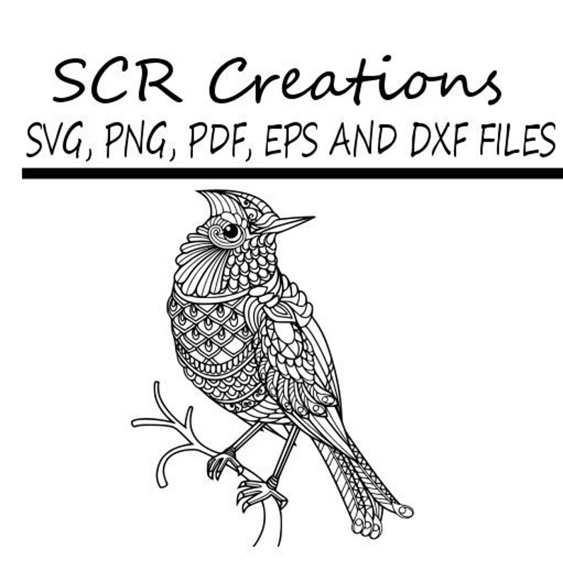 Cardinal Zentangle Svg Png Eps and Dxf File Instant - Etsy