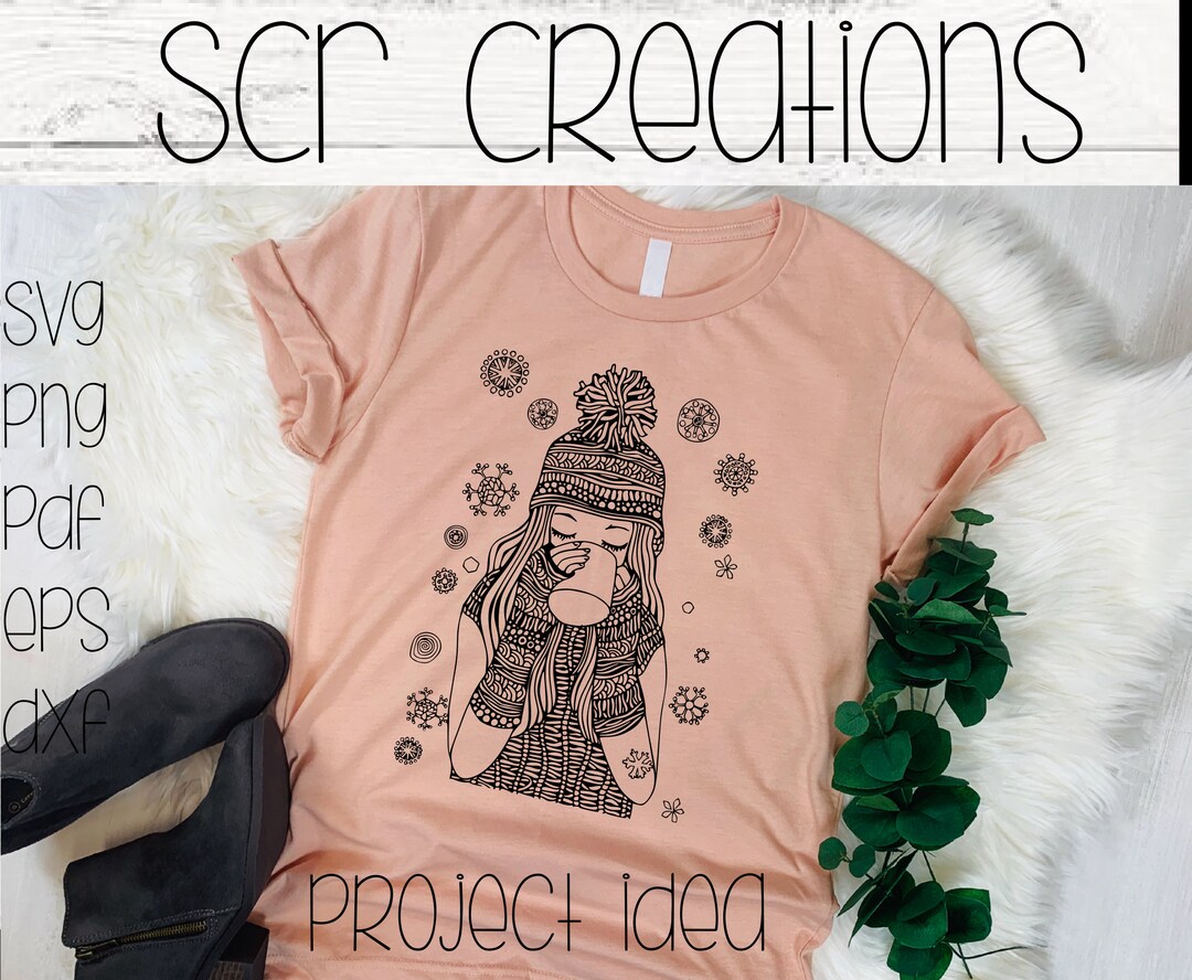 Snowflake Girl Zentangle Svg, Png, Eps and Dxf File, Instant Download ...