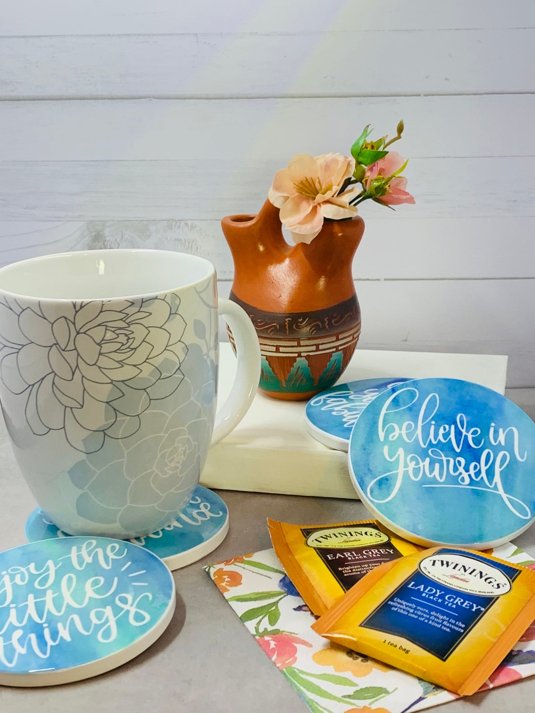 Watercolor Inspirational Coaster Set, Watercolor, Coasters ...