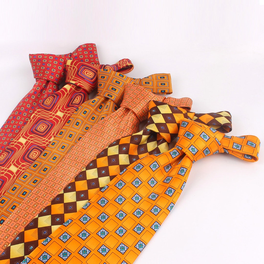 100% Pure Silk Ties/orange Pattern Necktie/print Neck Ties for Men ...