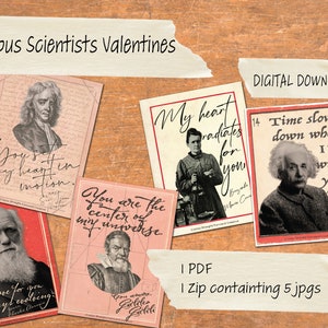 DIGITAL DOWNLOAD - Printable - Famous Scientists Valentines | Marie ...