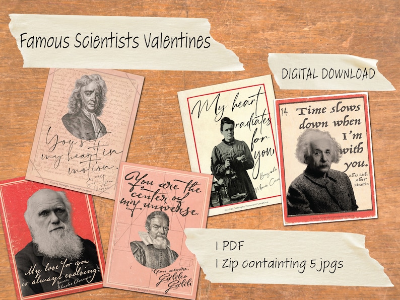 DIGITAL DOWNLOAD - Printable - Famous Scientists Valentines | Marie ...