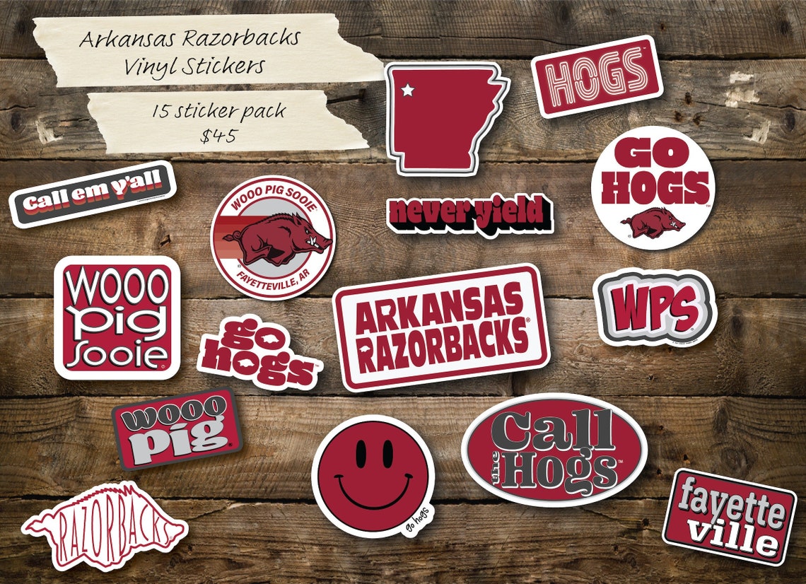Arkansas Razorbacks Vinyl Stickers | Sticker Sets & Individual ...