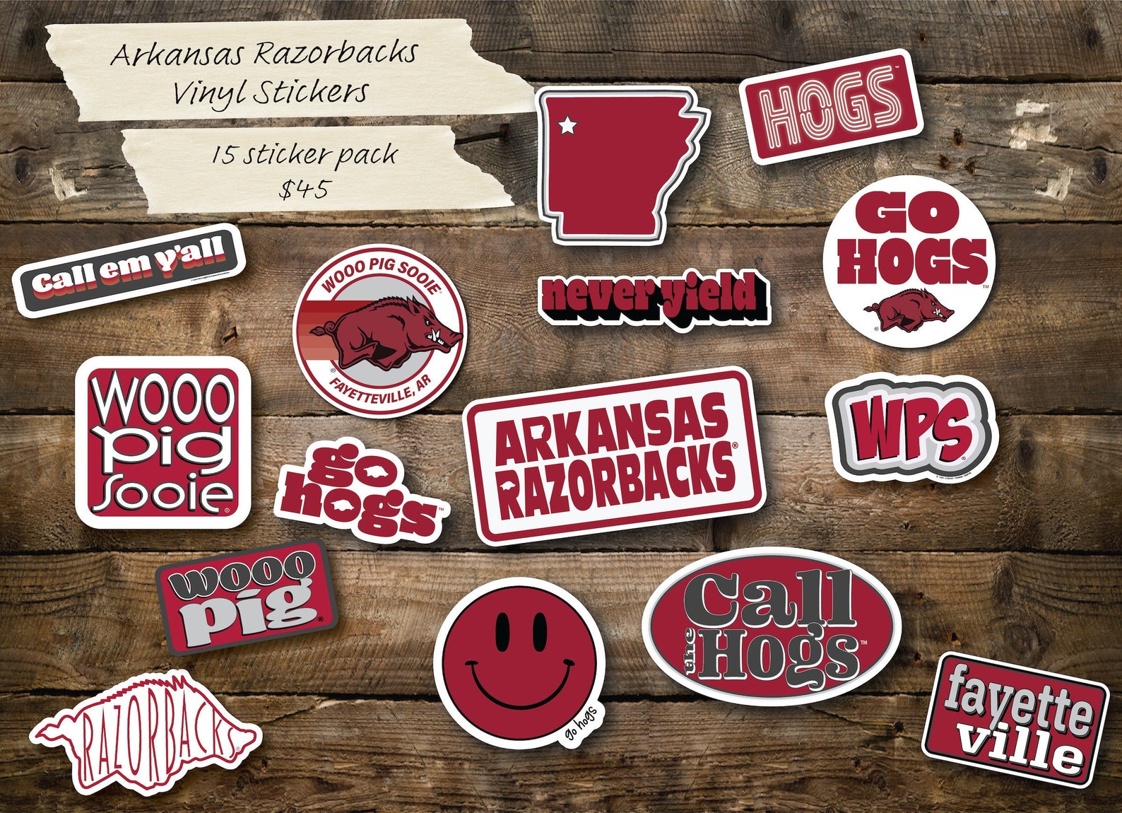 Arkansas Razorbacks Vinyl Stickers | Sticker Sets & Individual ...