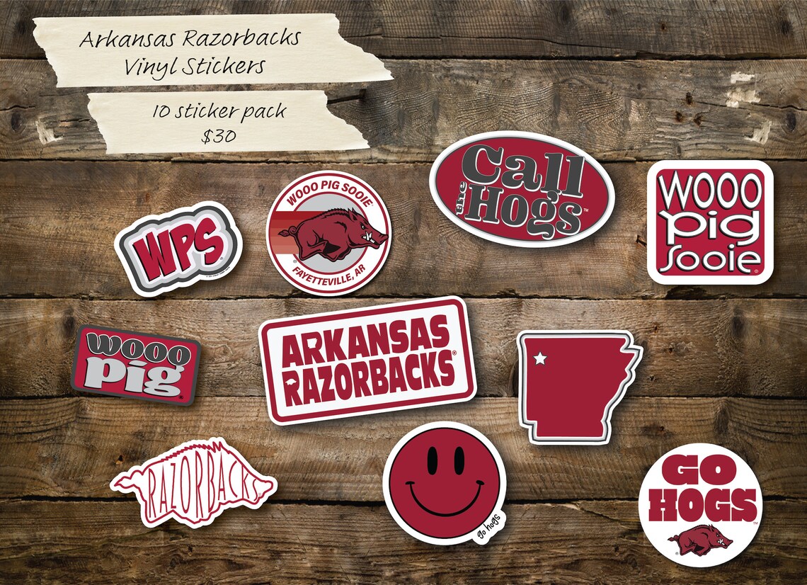 Arkansas Razorbacks Vinyl Stickers | Sticker Sets & Individual ...