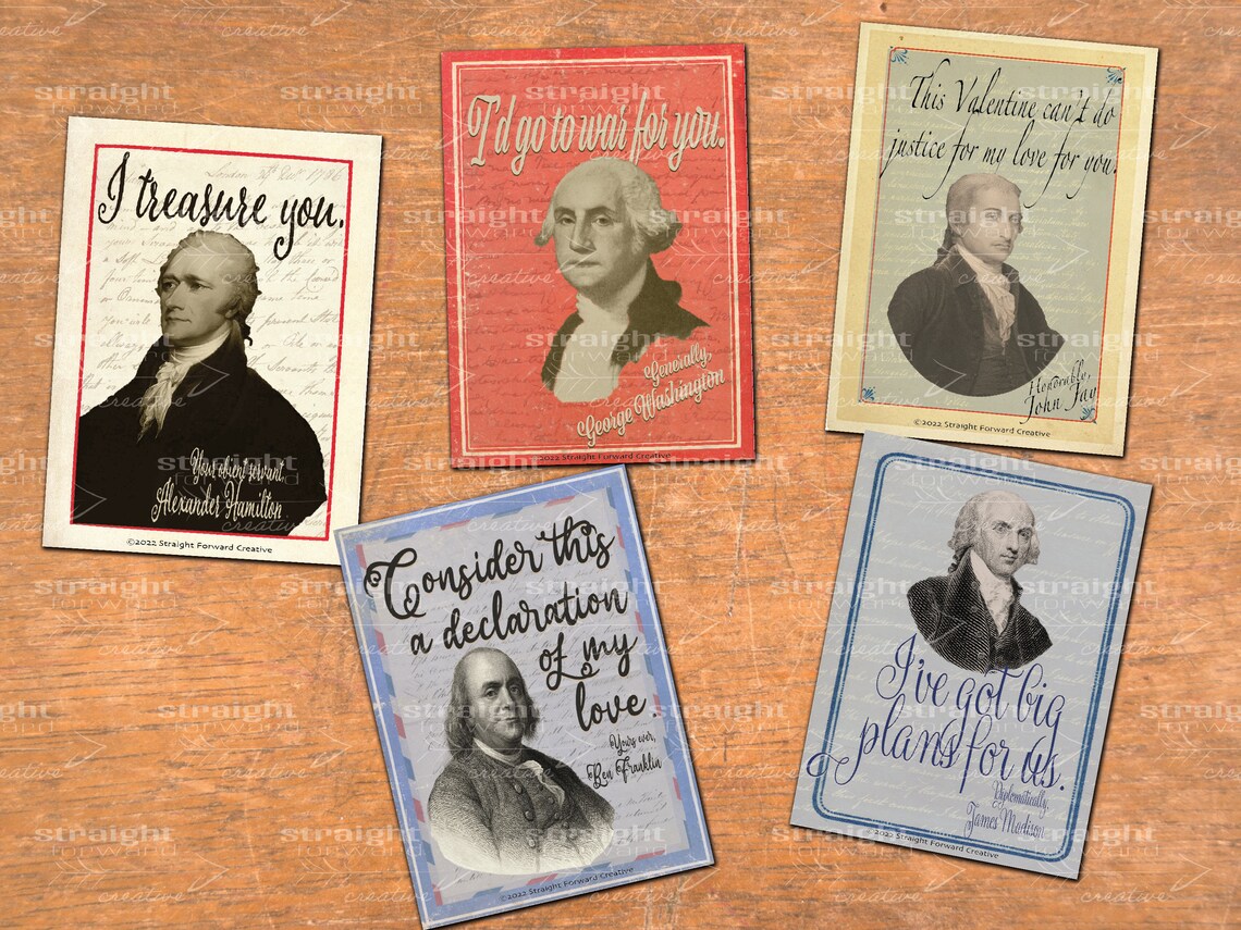 DIGITAL DOWNLOAD - Printable -US Founding Fathers Valentines | Us ...