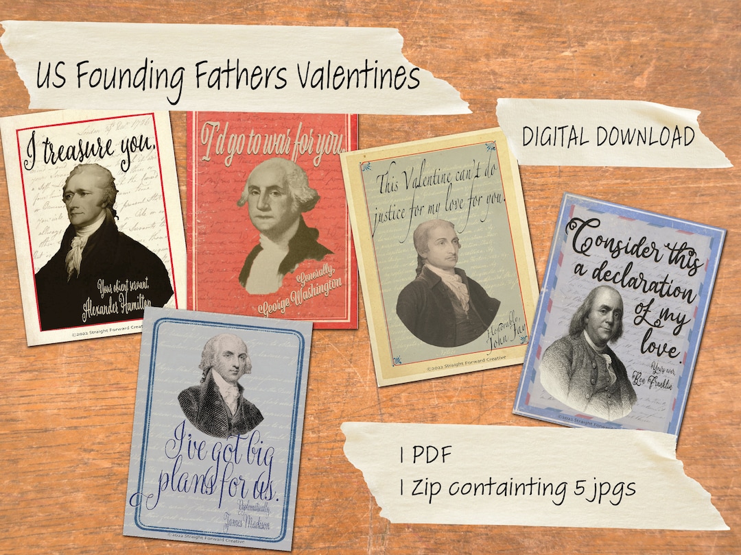 DIGITAL DOWNLOAD - Printable -US Founding Fathers Valentines | Us ...
