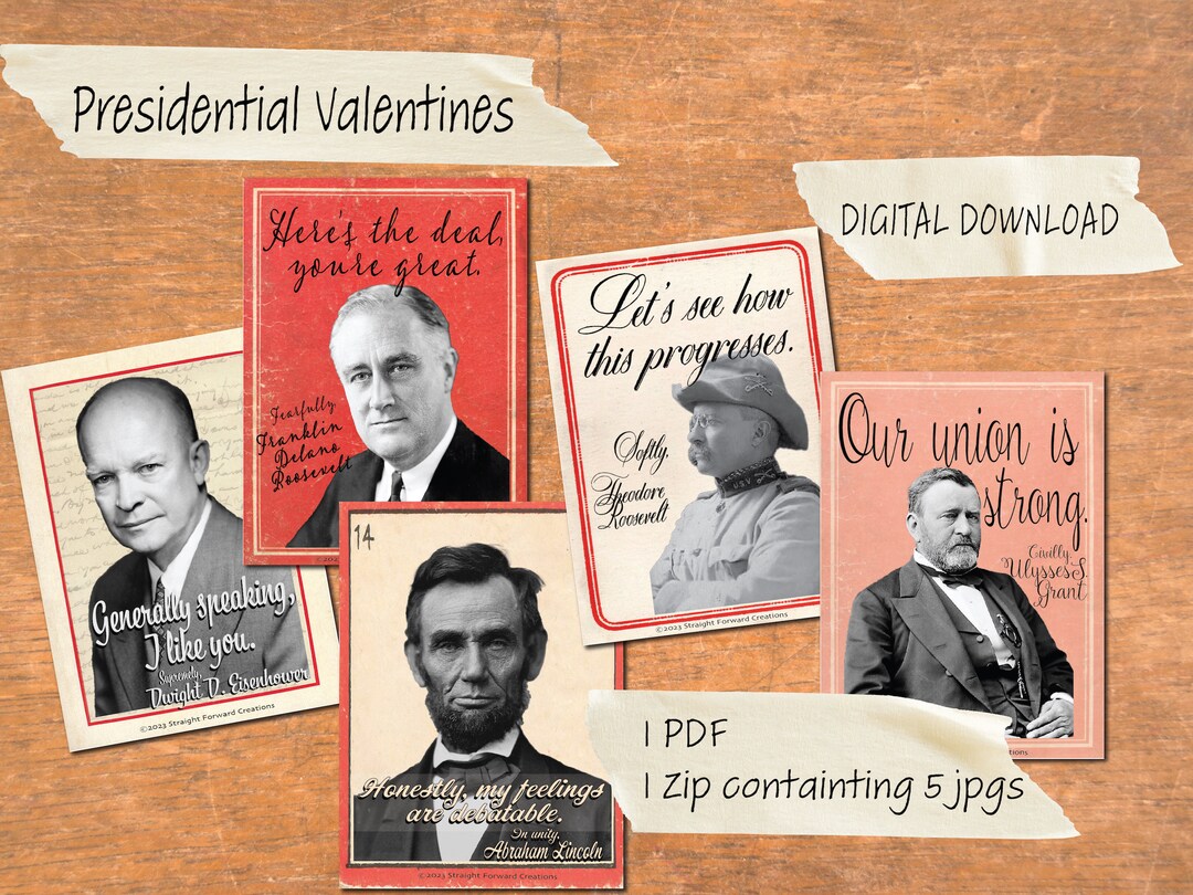 Digital Download - US Presidents Valentines | Print at Home | Abe ...