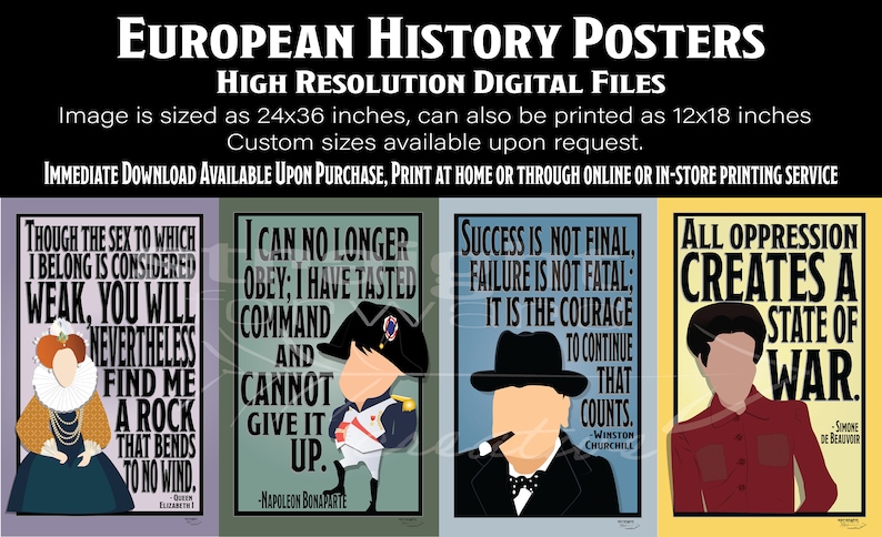 DIGITAL DOWNLOAD - European History Poster Set | Winston Churchill ...