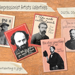 DIGITAL DOWNLOAD - Printable -impressionist Artists Valentines | Art ...